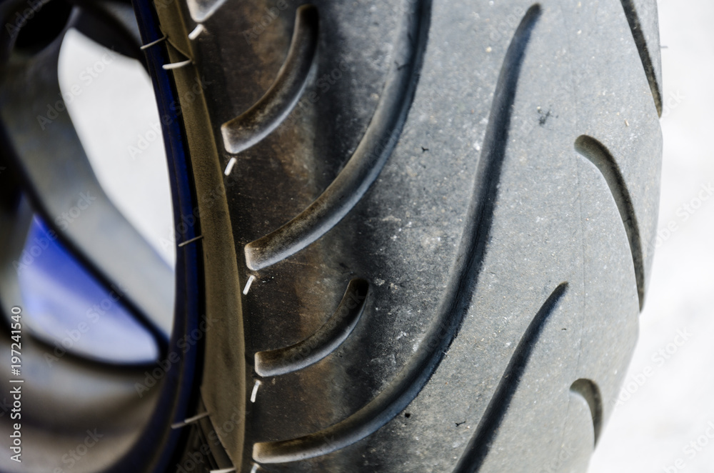 Tyre Big bike - Closeup Rear wheel of Bigbike Stock Photo | Adobe Stock