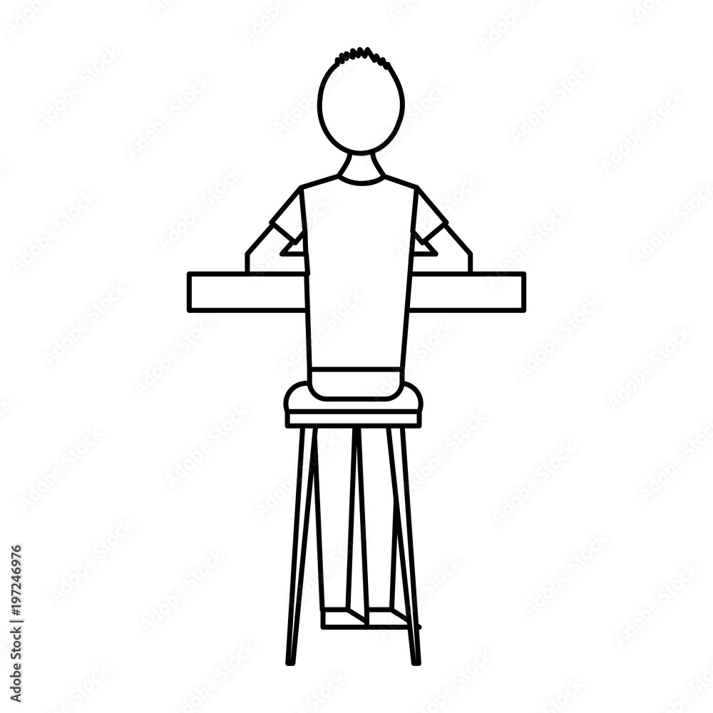 Person Sitting In Chair Back View Drawing