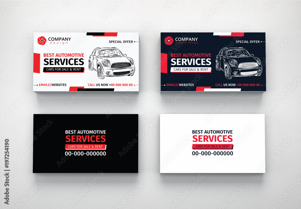 Automotive Services Business Card Layouts 6 Stock Template | Adobe Stock