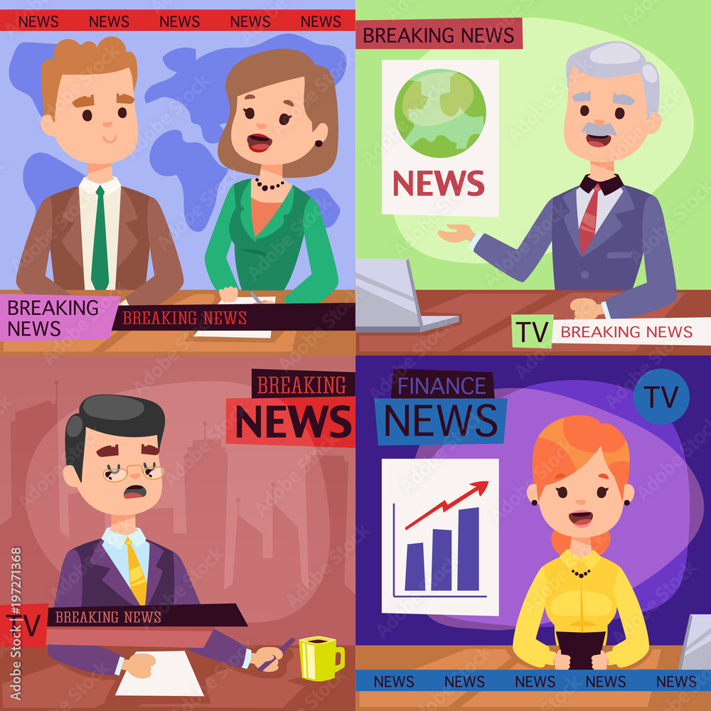 Photo & Art Print Vector Illustration anchorman breaking news and tv ...