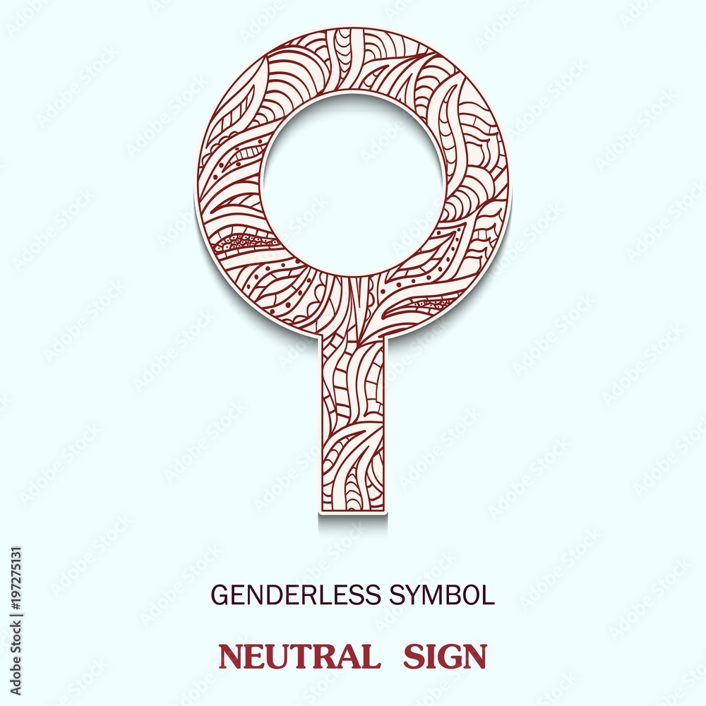 Symbol of genderless is Neutral sign with a pattern in tribal Indian ...