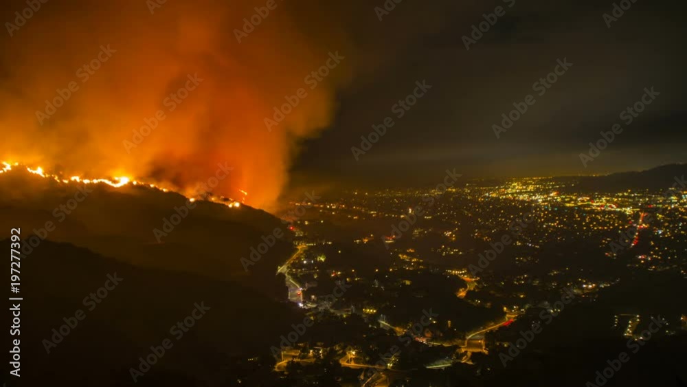 Amazing wildfire time lapse above the city of Burbank, CA Stock Video ...