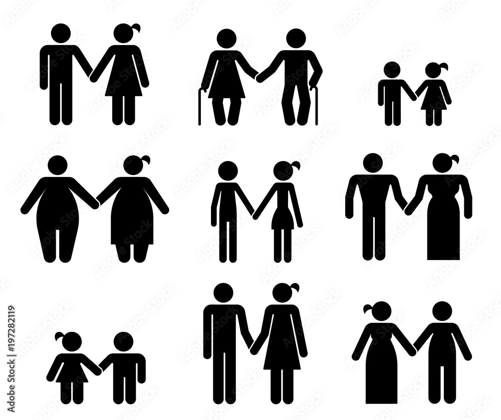 Vetor de Set of pictograms that represent various kinds of people. Body ...