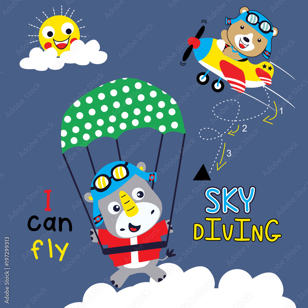 Sky Diving Cartoon