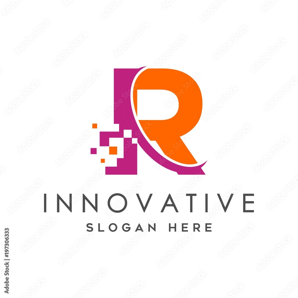 Business corporate letter R logo design vector. Colorful digital letter ...