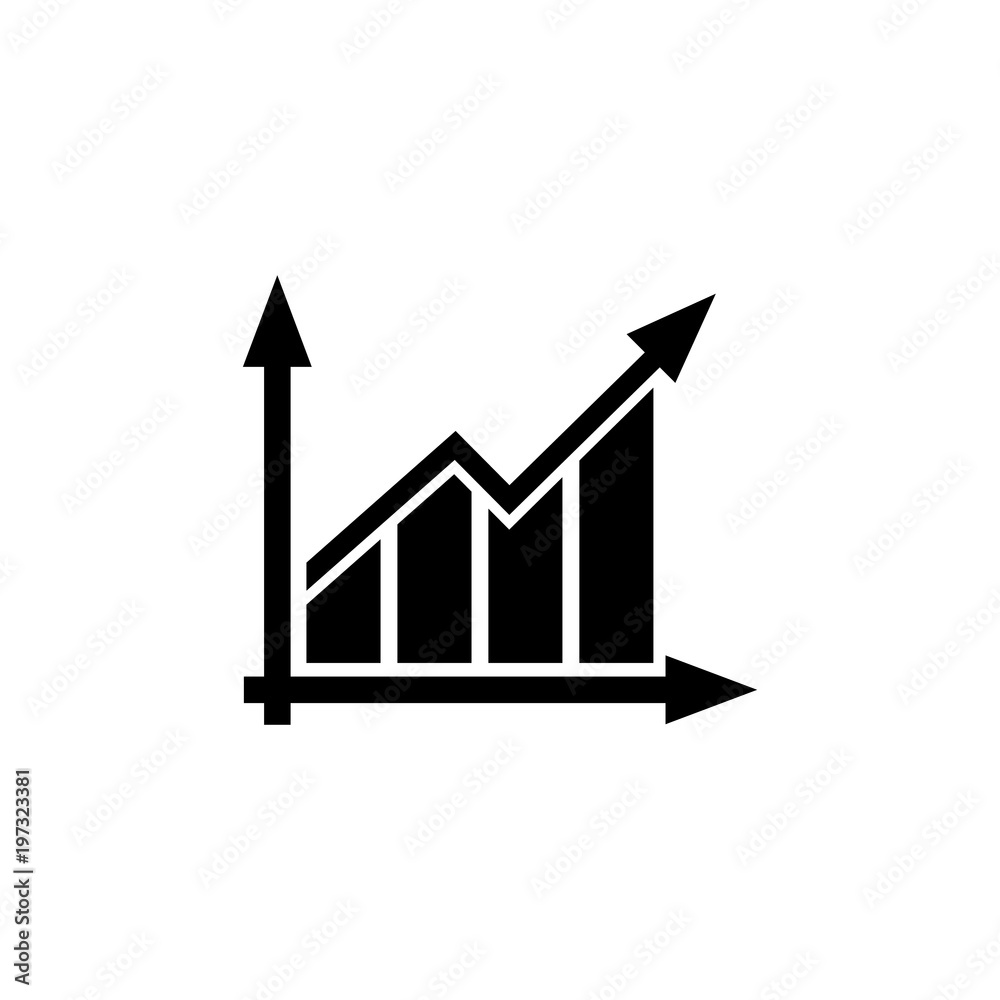 Graph Chart. Flat Vector Icon. Simple black symbol on white background ...