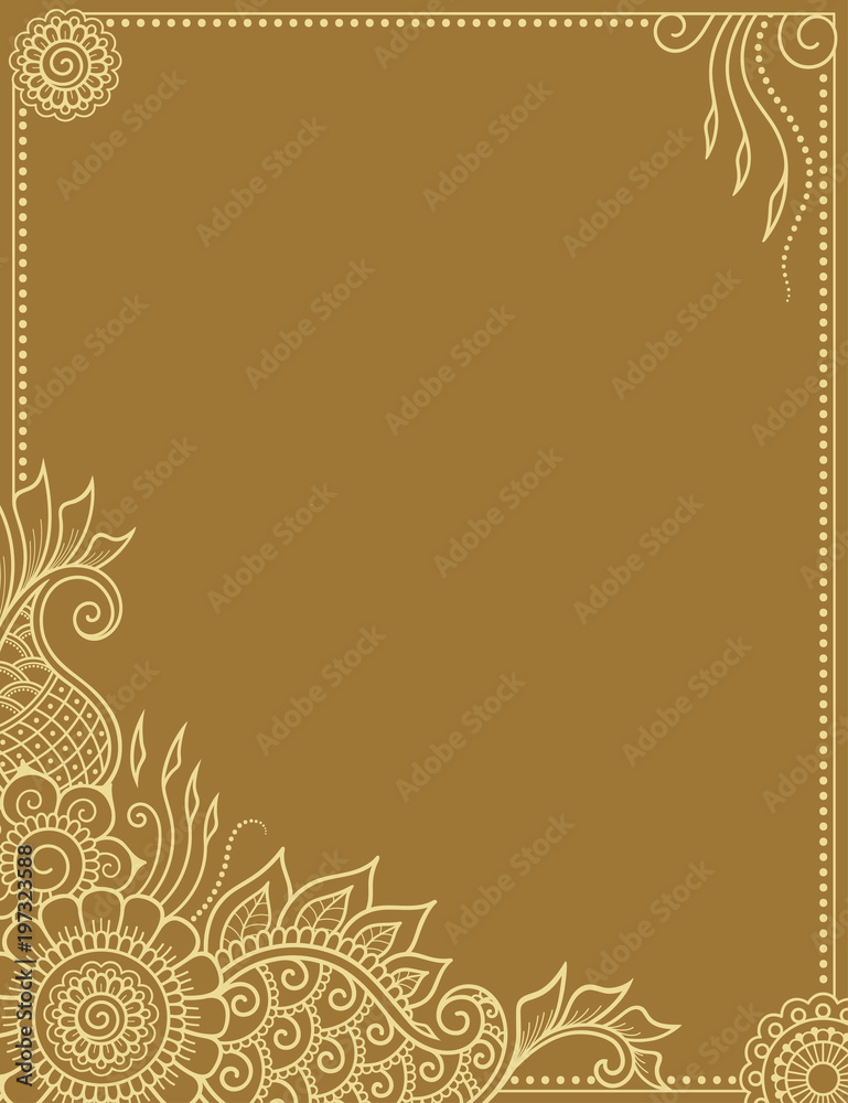 Stylized with henna tattoos color decorative pattern for decorating ...