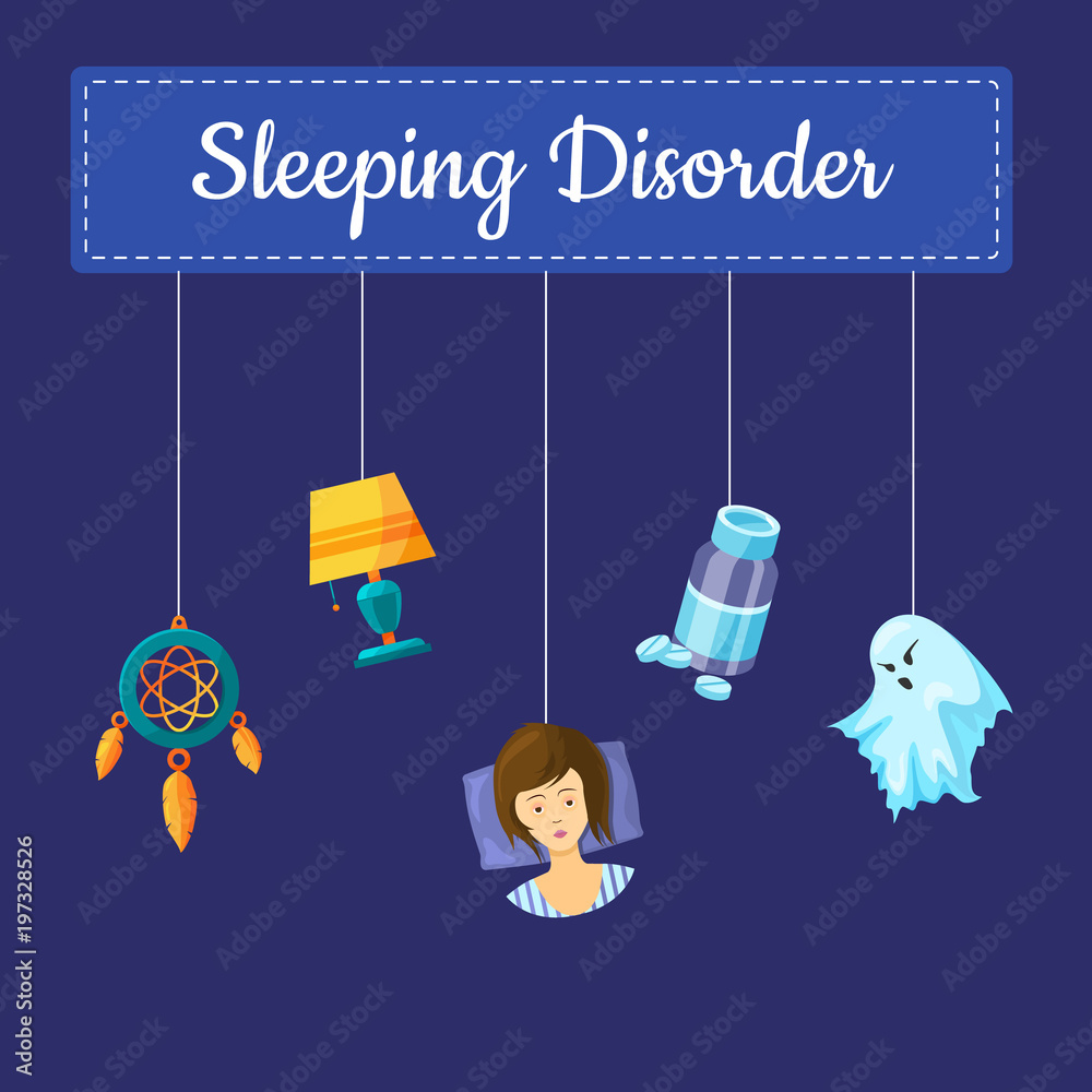 Vector sleeping disorder concept illustration Stock Vector | Adobe Stock