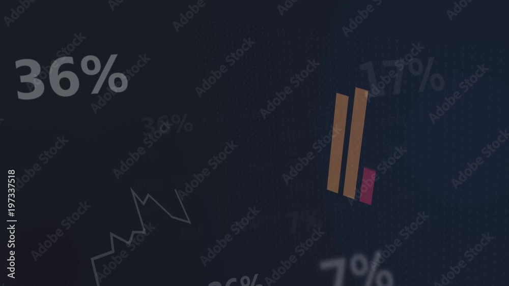 Abstract business animated background with changing charts on dual code ...