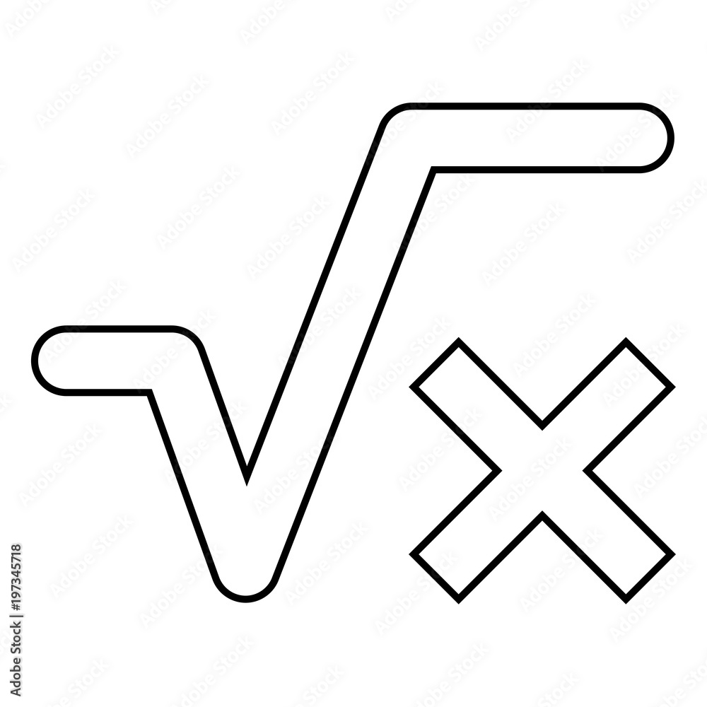 Square root of x axis icon black color illustration flat style simple ...