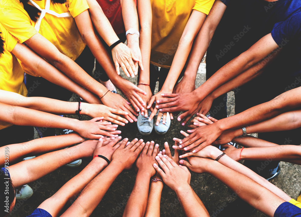 Human hands unity with their hands together, concept successful ...