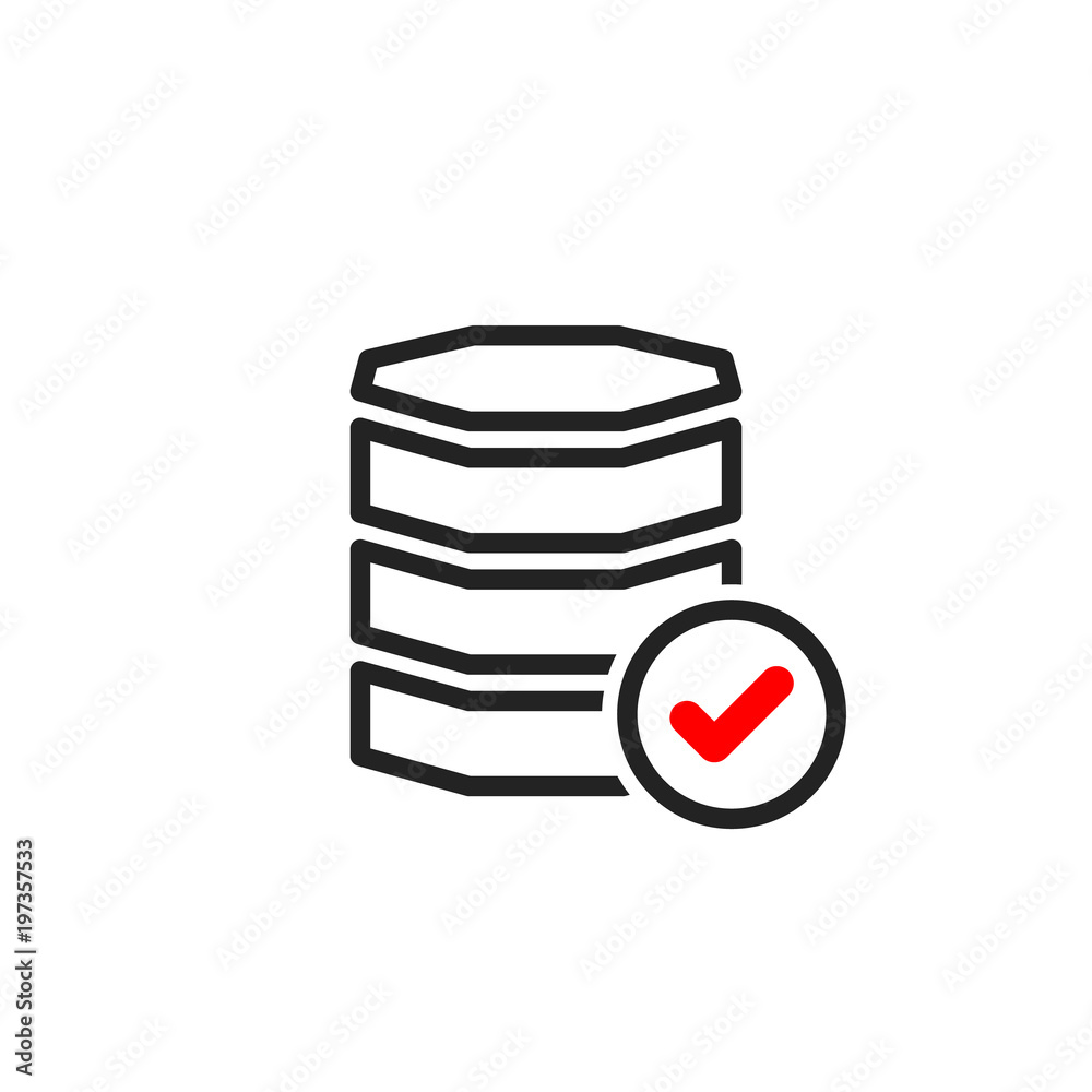 Database icon with check sign. Database icon and approved, confirm ...