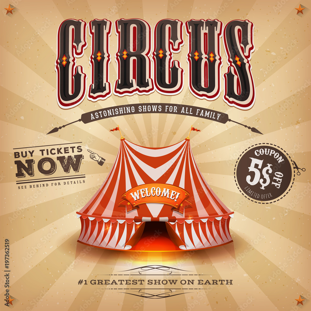 Vintage Circus Poster Stock Vector | Adobe Stock