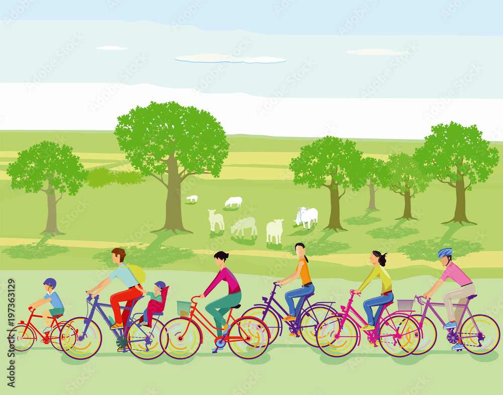 Gruppe von Fahrradfahrer machen einen Ausflug Stock Vector | Adobe Stock