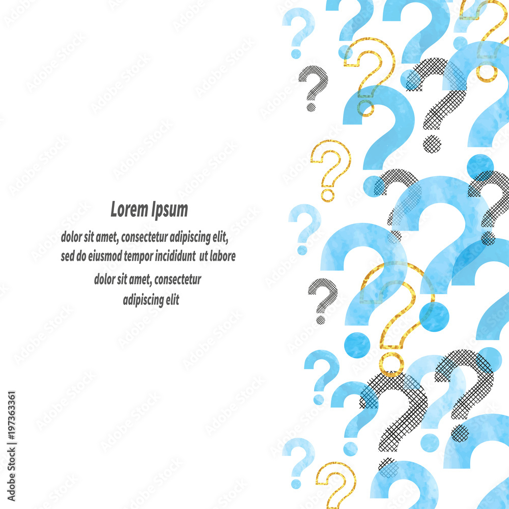 Blue watercolor question mark vector background with place for text ...