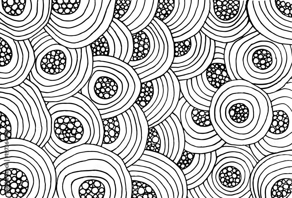 Coloring page for adults. Circles and stripes. Ink graphic drawi Stock ...