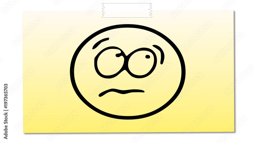 smiley peur post it jaune Stock Illustration | Adobe Stock