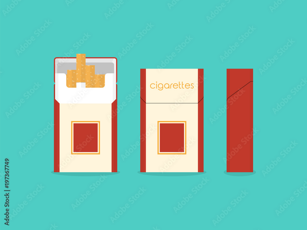 Cigarettes pack in flat style. Vector illustration Stock Vector | Adobe ...
