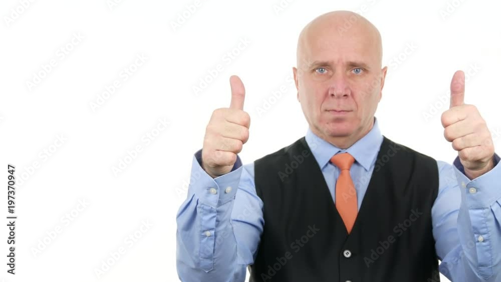 Serious Businessman Presentation Make Double Thumbs Up Good Job Hand ...