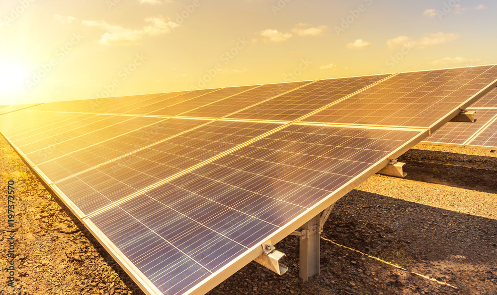 Close up rows array of polycrystalline silicon solar cells or ...