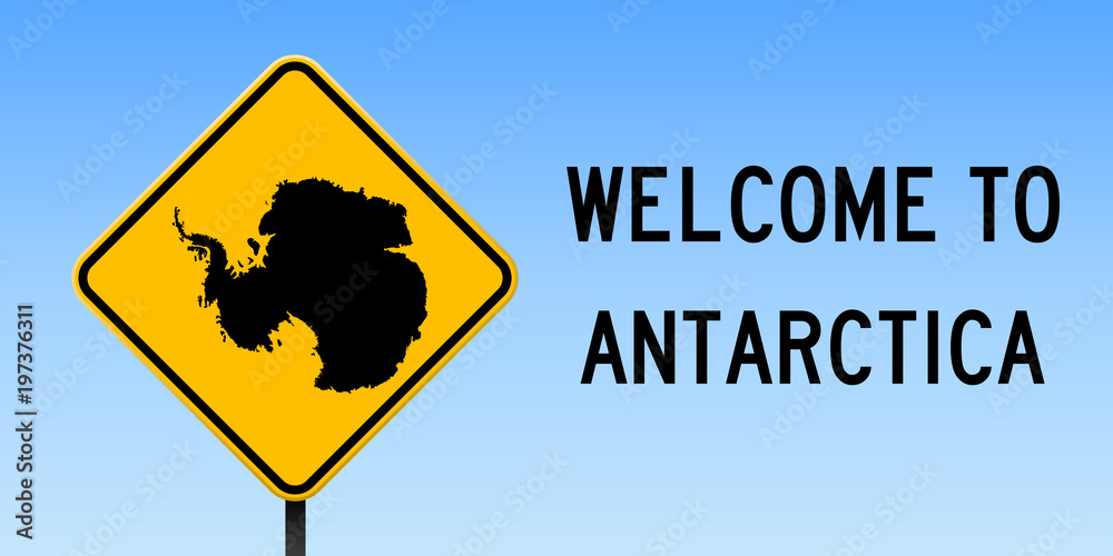 Antarctica map on road sign. Wide poster with Antarctica country map on ...