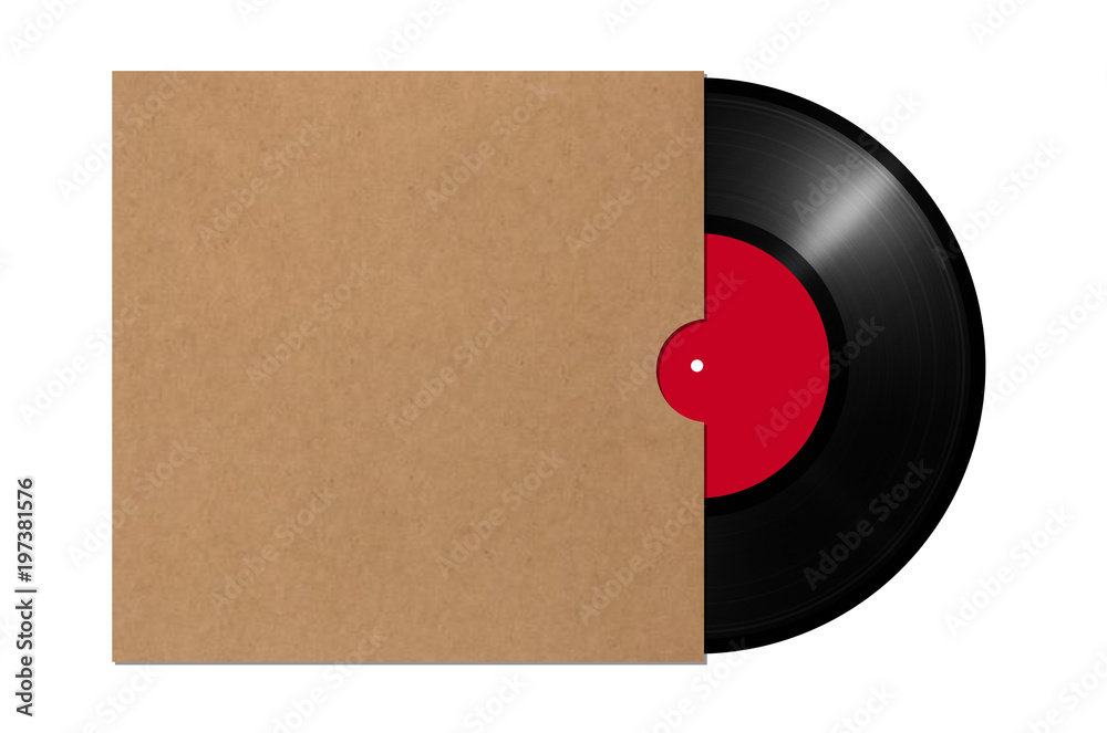 vinyl record with envelope isolated on white background. illustration ...