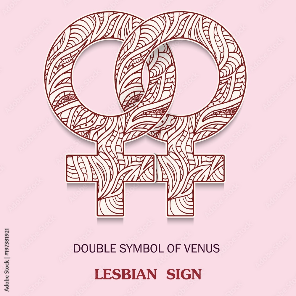 Symbol of Lesbian is Doubled Female Sign with a pattern in tribal ...
