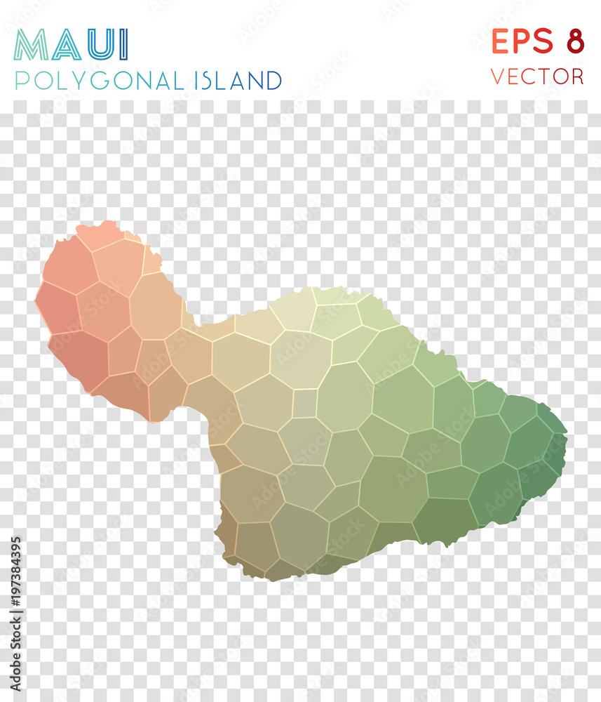 Maui polygonal map, mosaic style island. Dazzling low poly style ...
