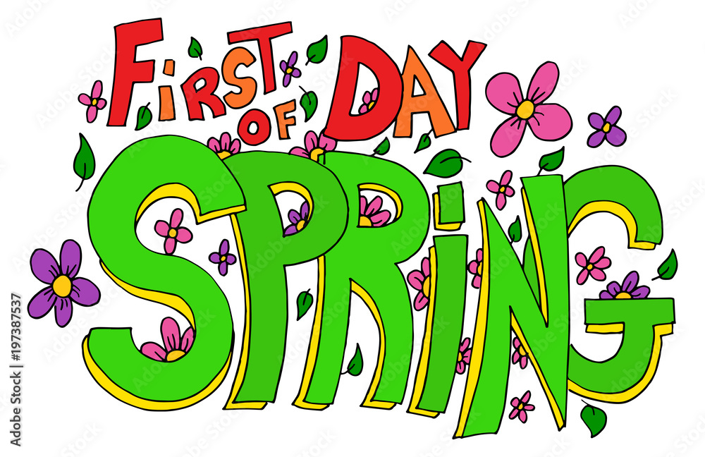 First Day of Spring Lettering Stock Vector | Adobe Stock