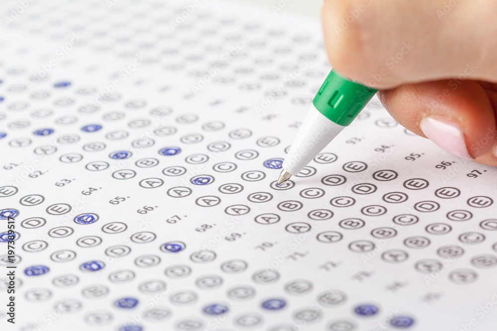 Test score sheet with answers Stock Photo | Adobe Stock