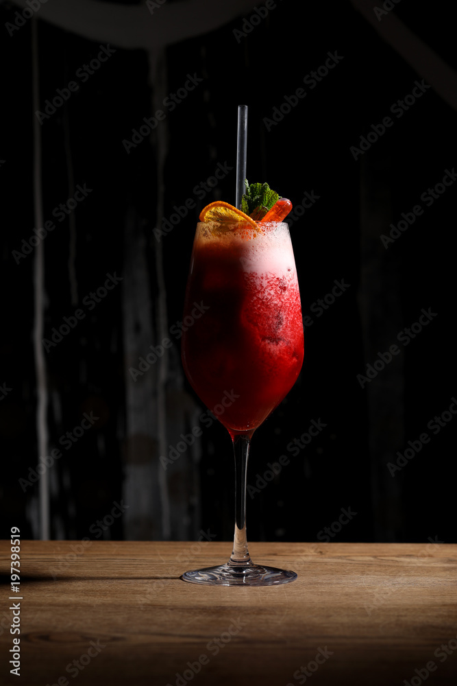 Passion fizz cocktail on tha table. Close up Stock Photo | Adobe Stock
