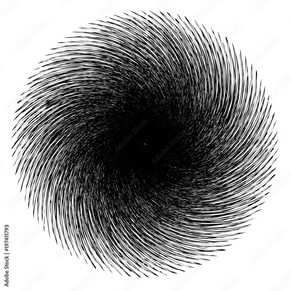 Abstract black and white striped round object. Geometric pattern with ...