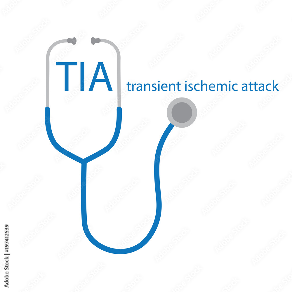 TIA Transient Ischemic Attack text and stethoscope icon- vector ...