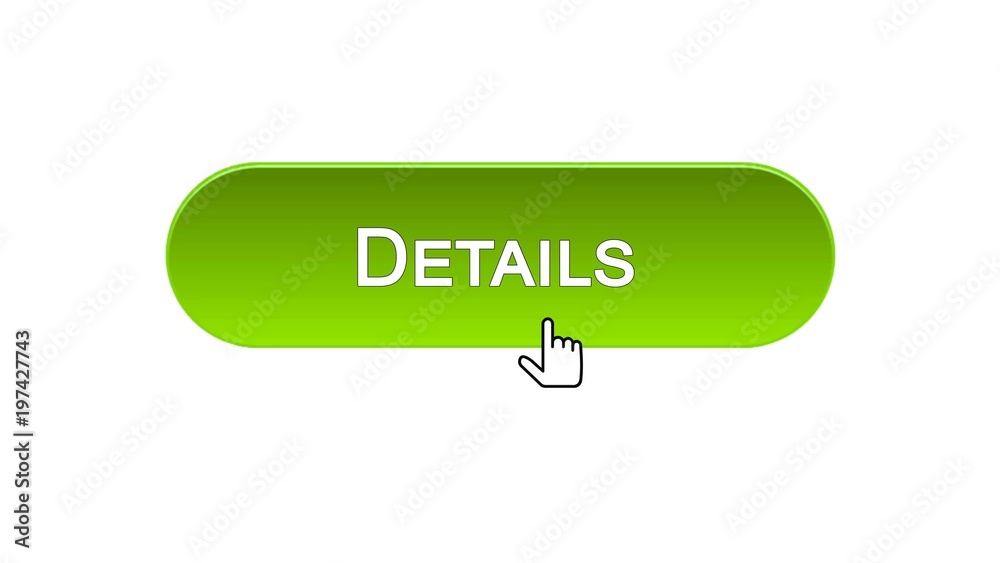 Details web interface button clicked with mouse cursor, green color, analysis Stock Illustration ...