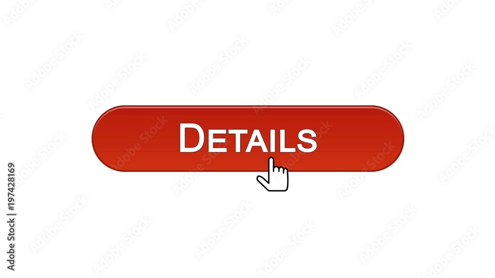Details web interface button clicked with mouse cursor, wine red color ...