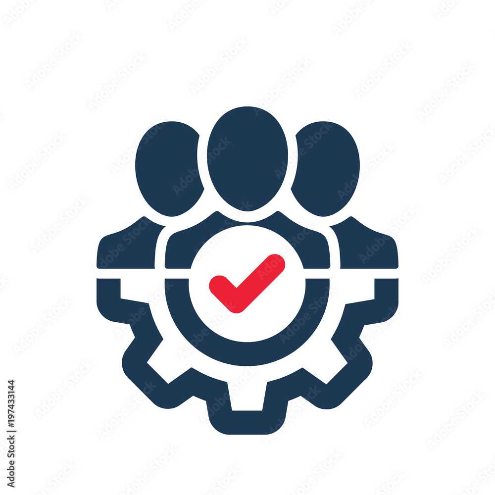 Management icon with check sign. Management icon and approved, confirm ...