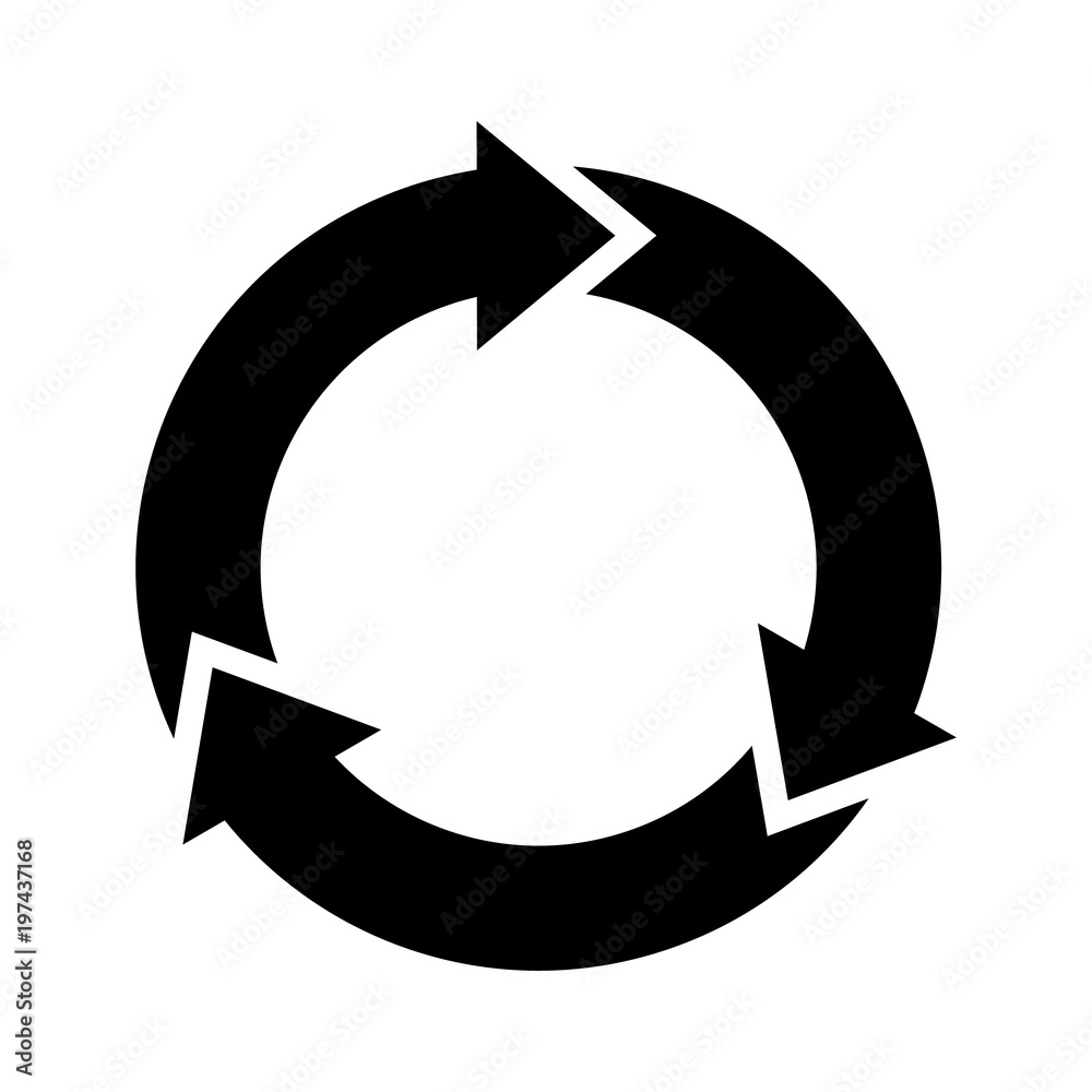Three Circle Arrows In A Round Rotating Circular Motion Flat Vector Three Circle Arrows In A Round Rotating Circular Motion Flat Vector