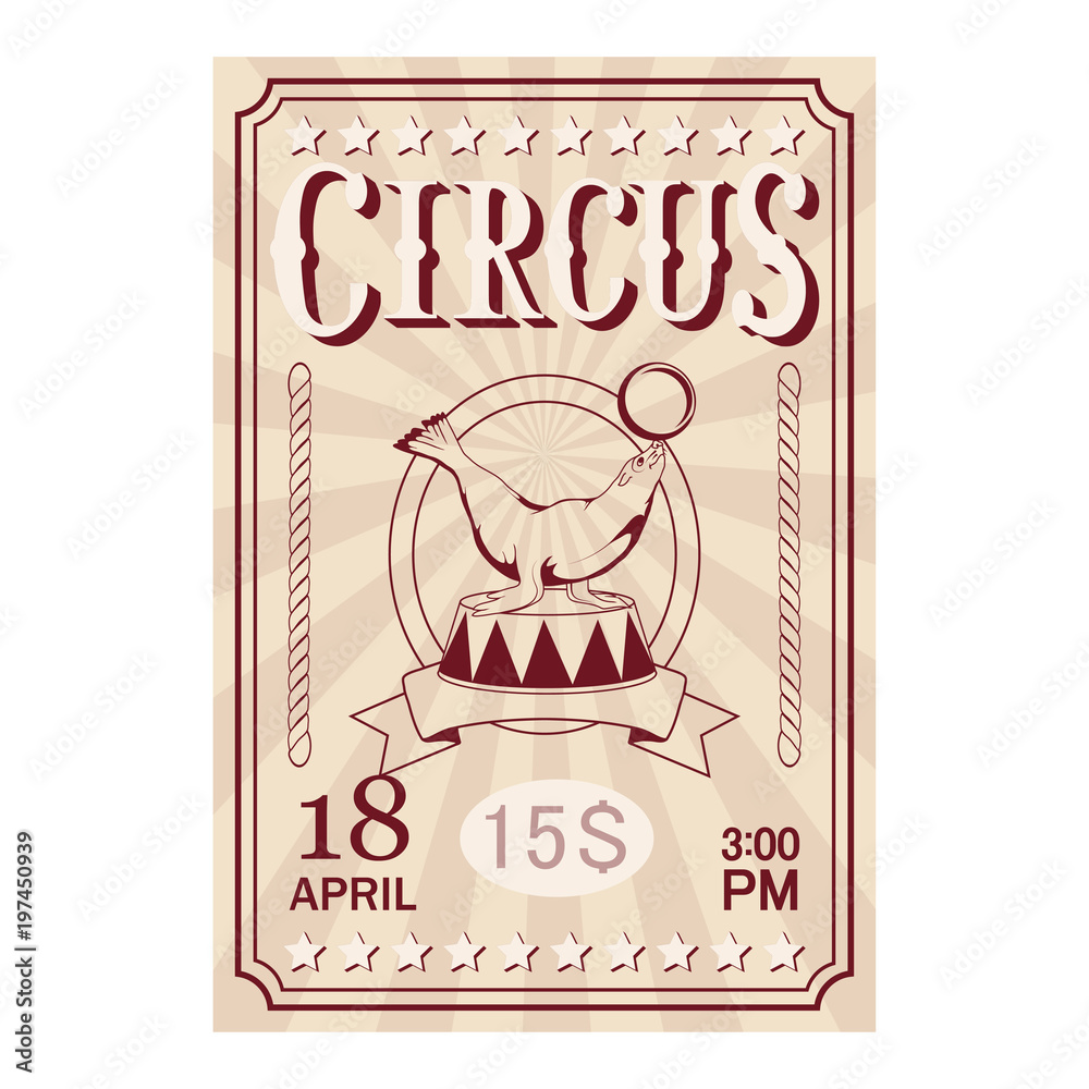 Circus ticket. Carnival poster. Vintage circus show. Different circus ...