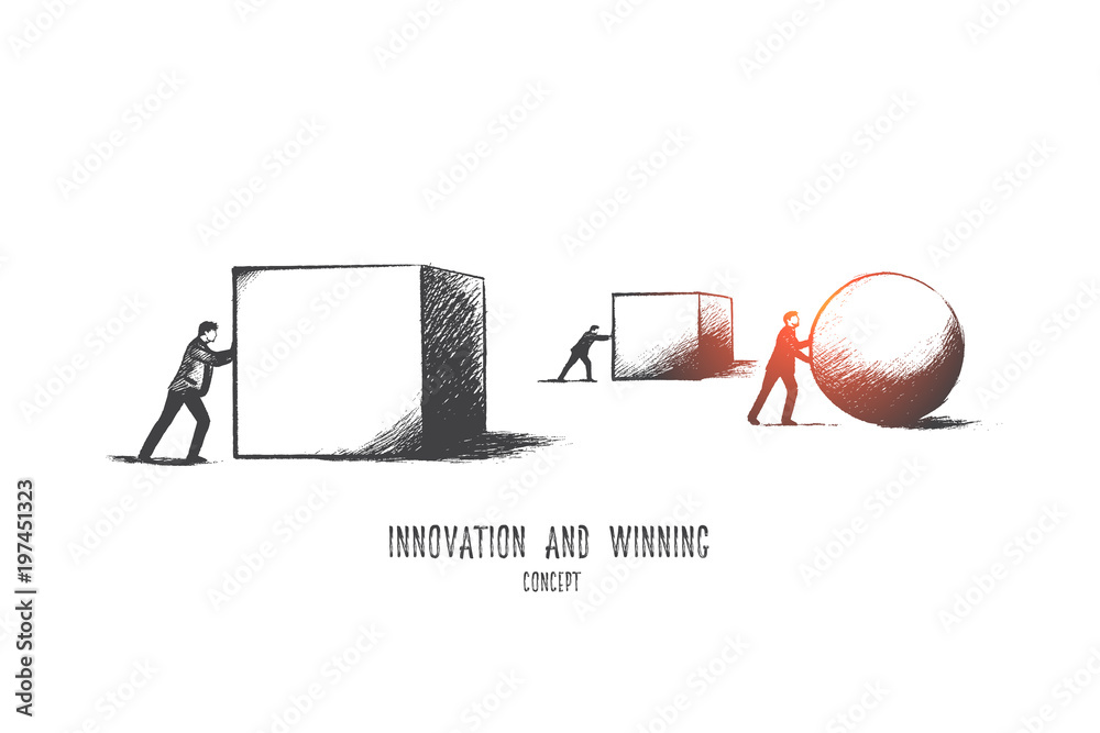 Innovation concept. Hand drawn new success idea. Technology and ...