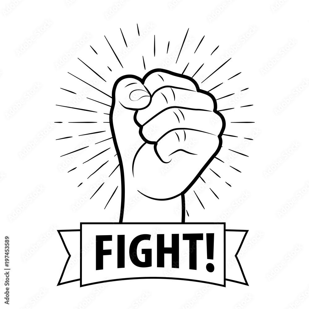 Vector graphic black and white fist. Fight sign. Protest illustration ...
