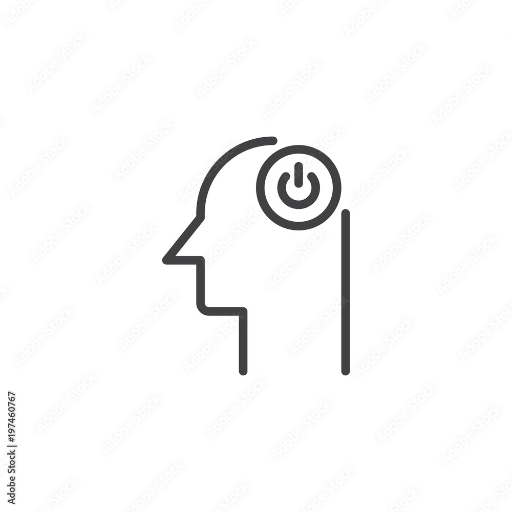 Human head with switch button outline icon. linear style sign for ...