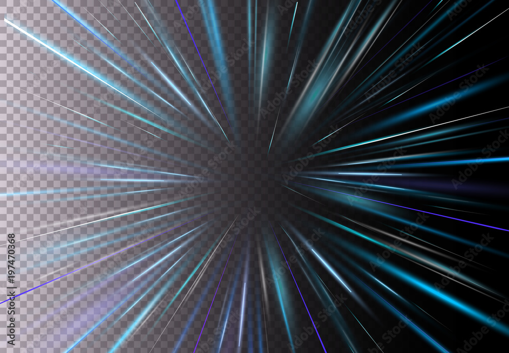 Vector illustration of high speed, motion light effect, light with lens ...