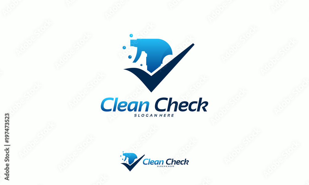 Clean Check logo designs concept vector, Spray logo template Stock ...