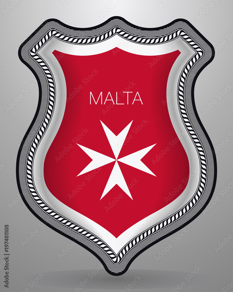 Flag of Malta. Version with Maltese Cross. Vector Badge and Icon Stock ...