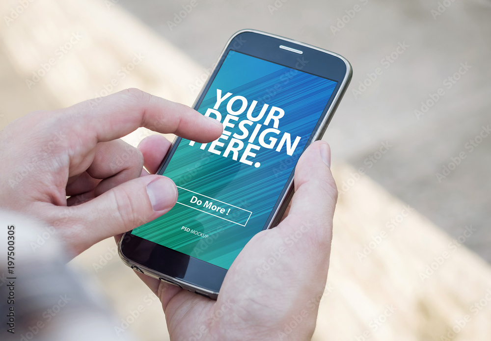 Man Using Smartphone Mockup Stock Template | Adobe Stock