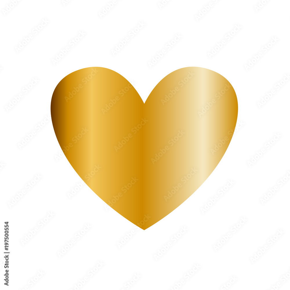 Vector golden heart icon, clip art isolated on white background. Gold ...