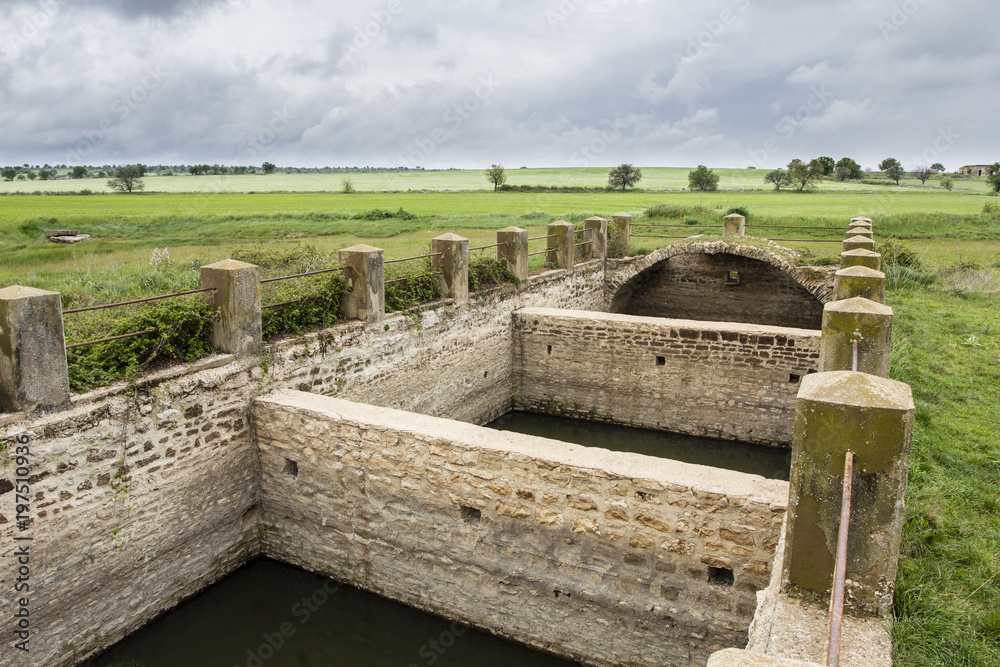 Irrigation pool at Alta Murgia from medieval period Stock Photo | Adobe ...