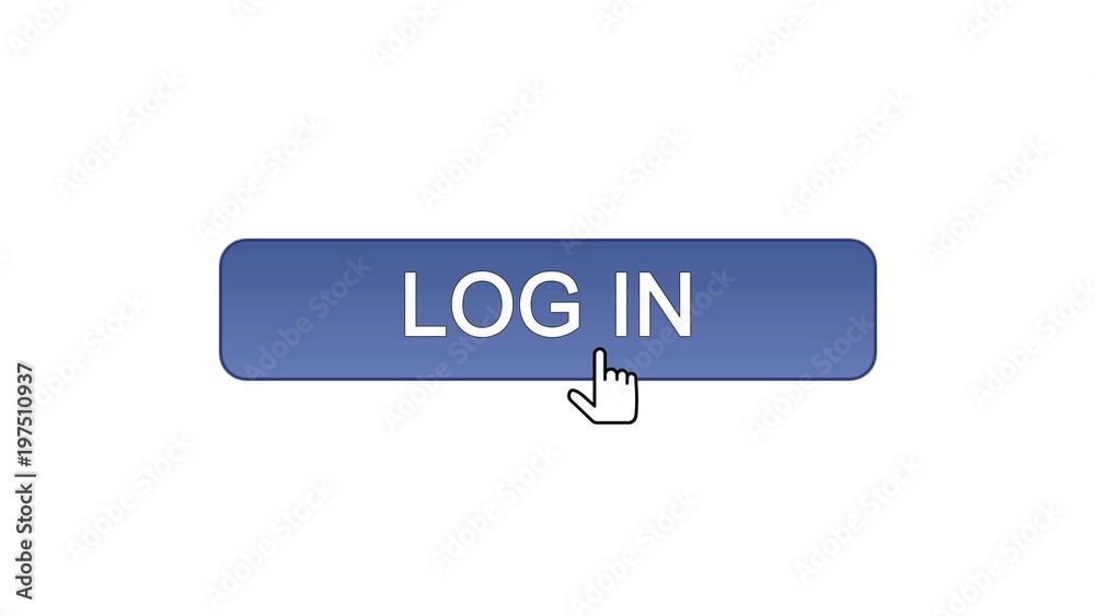 Log in web interface button clicked with mouse cursor, violet color, application Stock ...