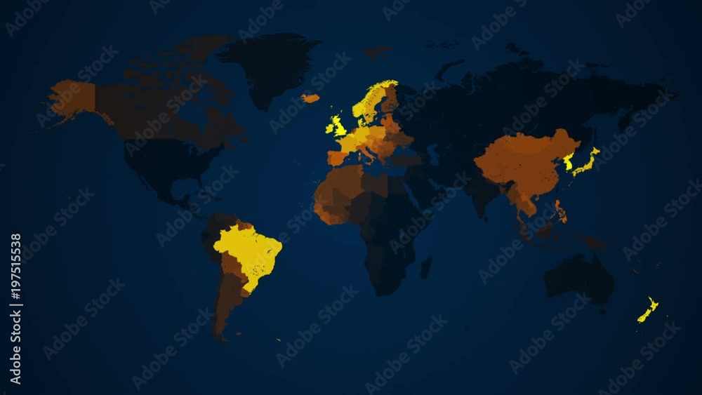 Vidéo Stock Loop animation of an illuminated world map. Countries light ...