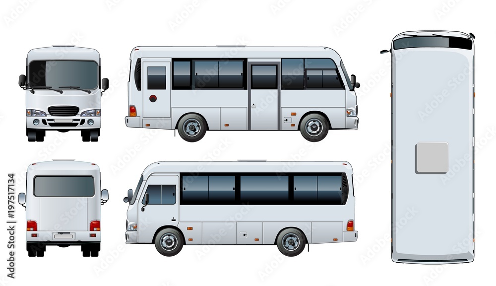 Vector urban passenger mini-bus mock-up Stock Vector | Adobe Stock